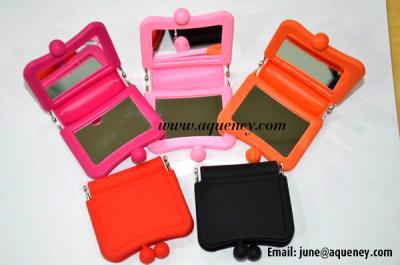 China Eco-Friendly Silicone Mirror Purse Wallet 9.7x8.5cm Coin Purse with Custom Logo for sale