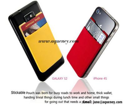 China Adhesive Smart Wallet Phone Pocket 88x57x3mm Custom Logo OEM Nylon Cloth Wallet for sale
