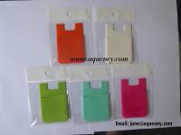 China 3M Adhesive Silicone Smart Card Wallet for Phone Holds 3 Cards 86x55.8mm for sale