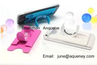 China 3M Sticky Silicone Smart Wallet Card Holder with Phone Stand 90x57x5mm Custom Logo for sale