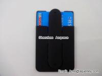 China Custom Eco-Friendly Silicone Smart Pocket Phone Stand Card Holder 90x57x5mm for sale