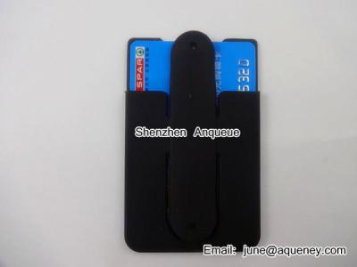 China Custom Eco-Friendly Silicone Smart Pocket Phone Stand Card Holder 90x57x5mm for sale