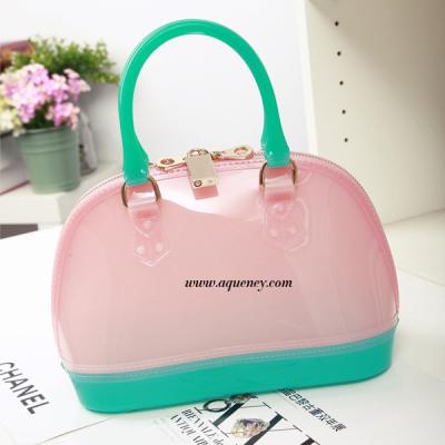 China Clear Transparent PVC Zipper Shell Bag for Ladies 19.5x16.5x8cm OEM Design for sale