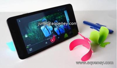 China Custom made PU Touch U phone stand with debossed logo for sale