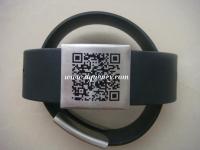 China Adjustable Silicone Metal ID Alert Bracelet Stainless Steel Engravable 240mm for sale