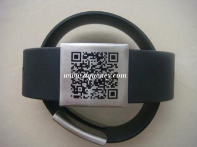 China Adjustable Silicone Metal ID Alert Bracelet Stainless Steel Engravable 240mm for sale