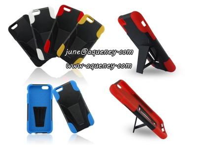 China Anti-Slip Anti-Crash iPhone 6 Phone Case PC Silicone Kickstand 2 Colors for sale