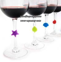 China Silicone Wine Glass Charms Set 12 Colors 4 Floral Shapes Reusable Drink Markers for sale