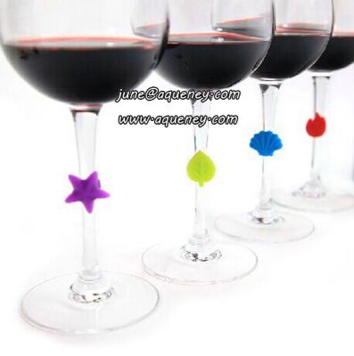 China Silicone Wine Glass Charms Set 12 Colors 4 Floral Shapes Reusable Drink Markers for sale