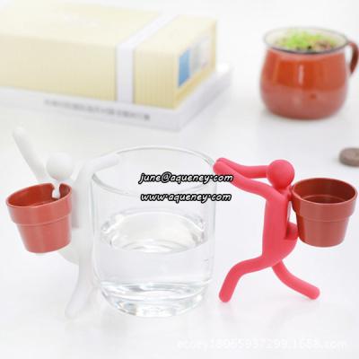 China Ecoey Desktop Planting Kit Iron Man Silicone Flowerpot 140x60x200mm Red White Blue for sale