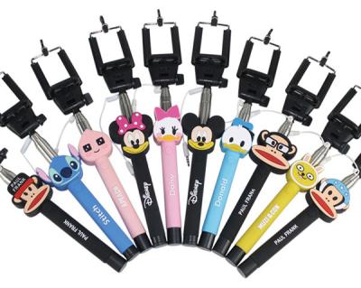 China Portable Handheld Cartoon Selfie Stick Silicone Monopod 110cm Extendable No Bluetooth Needed for sale