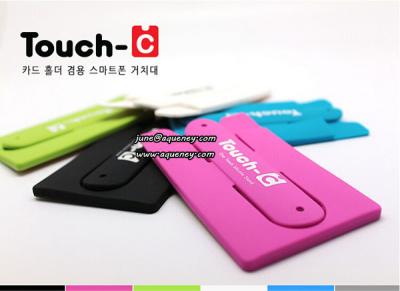 China Eco-Friendly Silicone Smartphone Wallet Card Holder with Stand 90x57x4mm 3M Sticker for sale