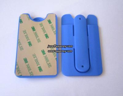 China Custom Colorful Silicone Smart Wallet with Phone Stand 90x57x5mm Free Sample for sale