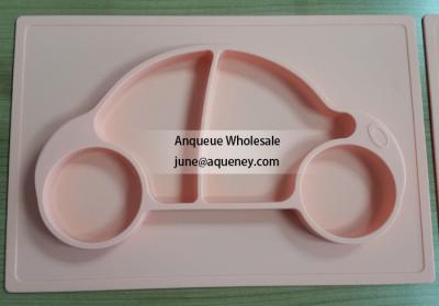 China Recycled Colorful Silicone Baby Plate 38x25cm Food Grade Non Toxic with Custom Logo for sale