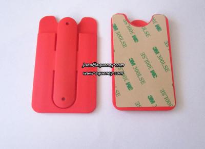 China OEM 3M Adhesive Silicone Smart Card Pocket Phone Stand 95x57mm Custom Color for sale