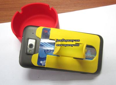 China Eco-Friendly Silicone Phone Card Holder with Stand 90x57mm 3M Adhesive Custom Logo for sale