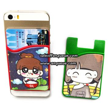 China Custom Silicone Card Holder for Smartphones 87x57x5mm Full Color Printing for sale