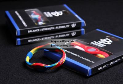 China Silicone Energy Balance Bracelet 202x12x2mm Custom Logo Hologram Power Band for sale