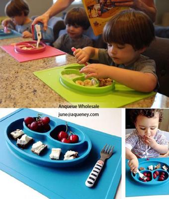 China Wholesale Food Grade Silicone Children Plate 38x25x3cm Custom Color 4 Shapes for sale