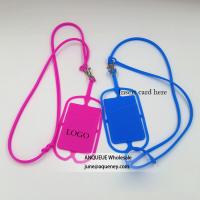 China Custom Silicone Phone Card Wallet with Lanyard 87x56mm OEM Durable Eco-Friendly for sale