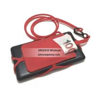China Custom Silicone Phone Wallet with Lanyard 87x56mm OEM Logo Card Holder for sale