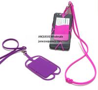 China Custom Silicone Phone Case with Business Card Holder 87x56mm Promotional Lanyard Smart Wallet for sale