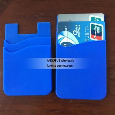 China Custom Logo Silicone Phone Smart Wallet 87x57x5mm Promotional Gift Low MOQ for sale