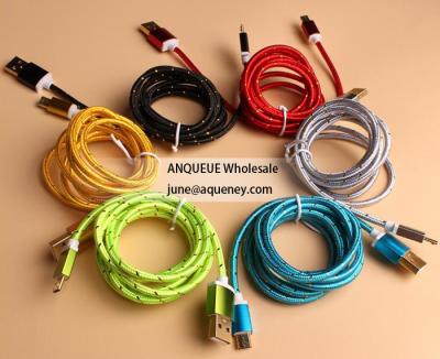China 1.5M V8 Nylon Braided Fabric Micro USB Cable Charger Data Sync USB Cable for Samsung Galaxy Android for sale