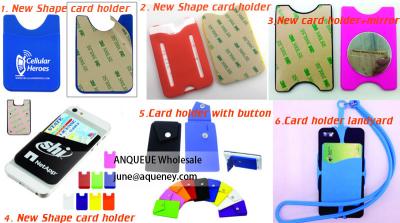 China 3M Sticker Silicone Smart Wallet Custom Colorful Phone Pouch 87x57x3mm for sale
