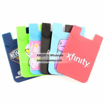 China Silicone Smart Phone Wallet with 3M Sticker Back 87x57x3mm for Cards and Cash for sale