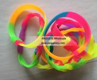 China Rainbow rubber bracelets, rainbow silicone wristbands, soft rubber bands for sale