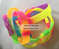 China Custom Rainbow Silicone Bracelets 220mm 190mm Non Toxic Rubber Wristbands for sale