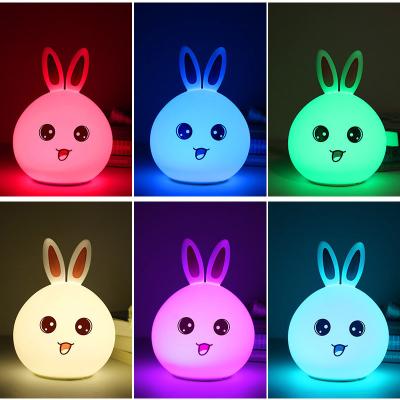 China Custom LED Night Light 1200mA Rechargeable Touch Sensor Lamp 7 Colors Bear Rabbit Cat for Bedroom for sale
