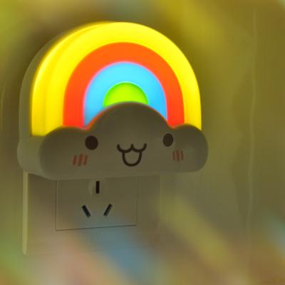 China ABS Mini Rainbow LED Night Light Cloud Shape 0.5W 220V Plug Socket Sensor Lamp for sale