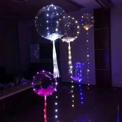 China LED Light Up Bobo Balloons 18 24 36 Inch PVC Transparent Party Decoration for Wedding Halloween for sale