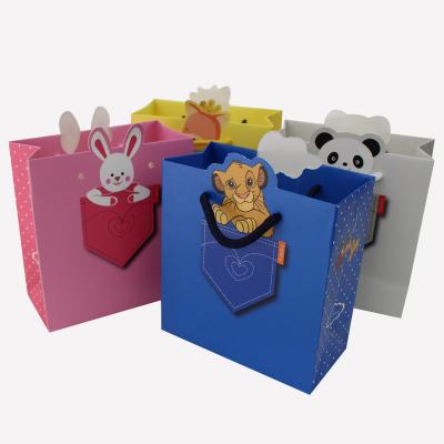 China Custom Recyclable Kraft Paper Gift Bags with Handles 3 Sizes S M L for sale