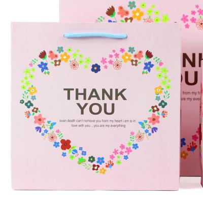China Custom White Kraft Paper Gift Bags with Handle 3 Sizes S M L Recyclable Promotional Bags for sale