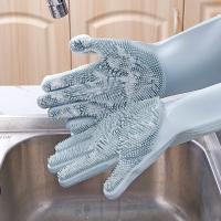 China Custom Heat Resistant Silicone Dishwashing Gloves with Scrubber -40 to 250C Food Grade for sale
