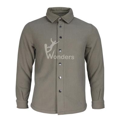 China Mens 100% Corduroy Bonded Teddy Fleece Soft Shell Shirt Recycled Dyed for sale
