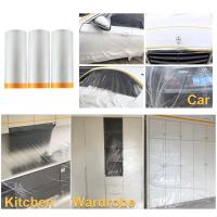 China PE Plastic Film Transparent Crepe Paper Spray Painting Covering Car Taped Masking Film for sale