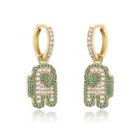 China 24k Gold Plated Planet Drop Earrings 925 Sterling Silver Hoop Zircon Diamond Pendant for sale