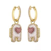 China 24k Gold Plated Planet Drop Earrings 925 Sterling Silver Hoop Zircon Diamond Pendant for sale