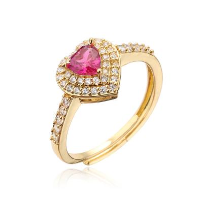 China 18k Gold Plated Heart Crystal Diamond Engagement Wedding Ring for Women Size 6 for sale
