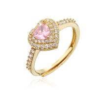China 18k Gold Plated Heart Crystal Diamond Engagement Wedding Ring for Women Size 6 for sale