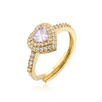 China 18k Gold Plated Heart Crystal Diamond Engagement Wedding Ring for Women Size 6 for sale