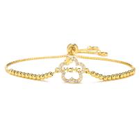 China 18k Gold Plated Diamond Custom Letter Mom Bracelet Adjustable Beaded Tennis Chain 7.5 inch for sale