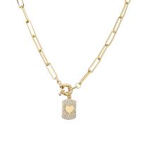 China 18k Gold Plated Necklace Heart Pendant Diamond Zircon Paper Clip Link Chain Choker 45cm for sale