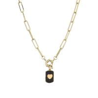 China 18k Gold Plated Necklace Heart Pendant Diamond Zircon Paper Clip Link Chain Choker 45cm for sale