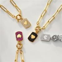 China 18k Gold Plated Necklace Heart Pendant Diamond Zircon Paper Clip Link Chain Choker 45cm for sale