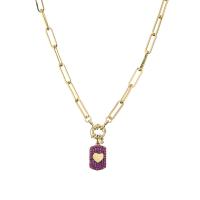 China 18k Gold Plated Necklace Heart Pendant Diamond Zircon Paper Clip Link Chain Choker 45cm for sale